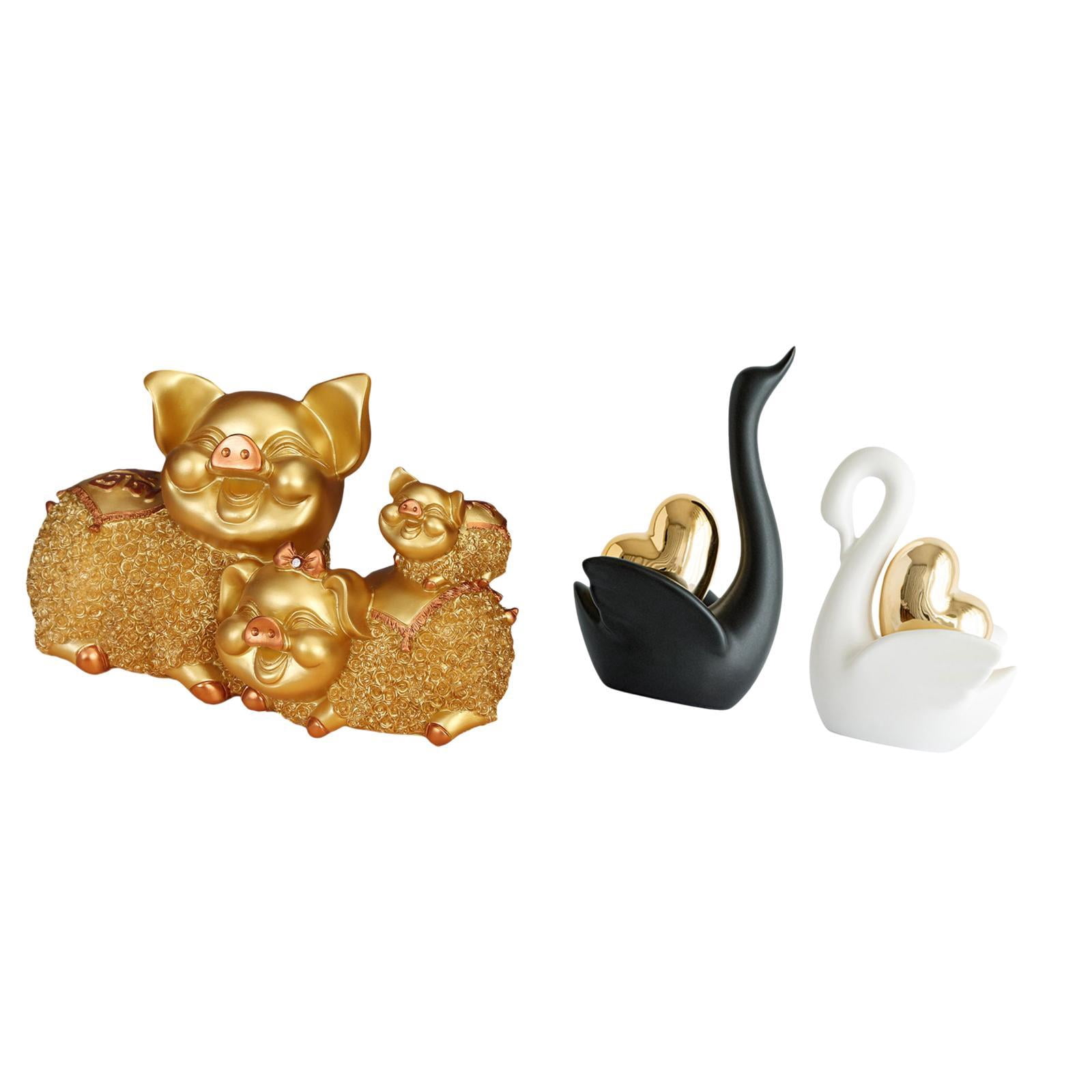 CoudarTitie Modern Animal Resin Sculpture Lucky Pig And Swan Figurines ...