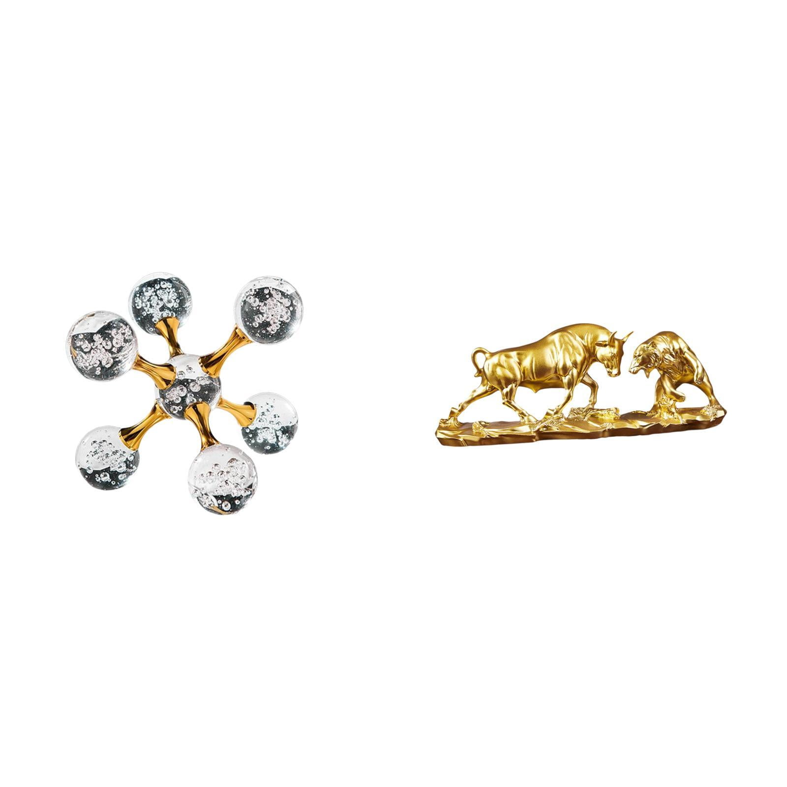 CoudarTitie Modern Bubble Sphere Bull Bear Cow Figurine Sculpture ...