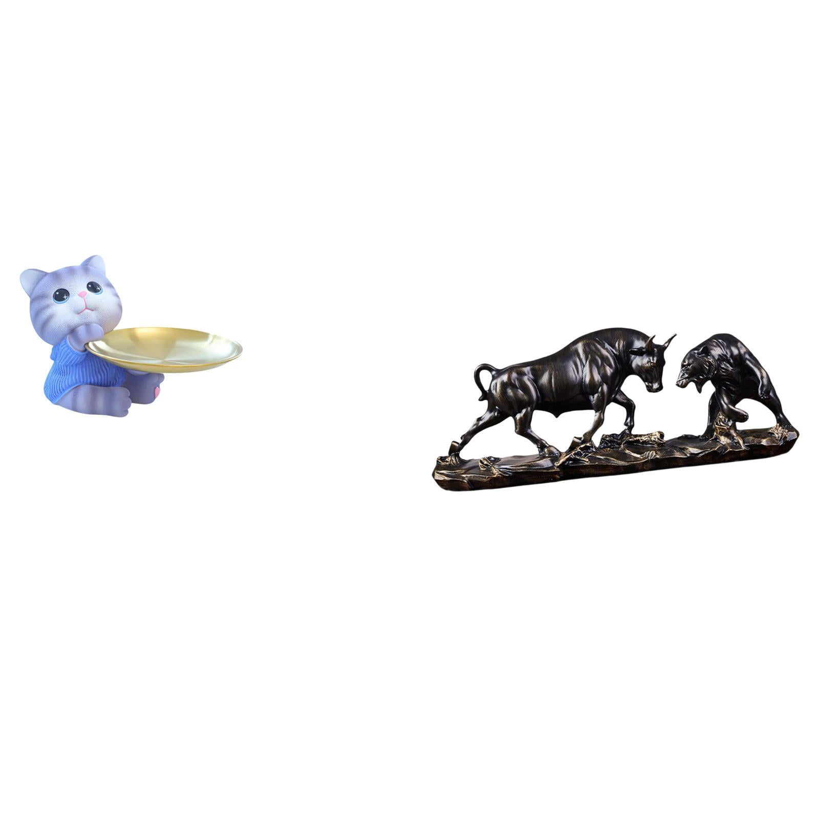 CoudarTitie Modern Cat Bull Resin Sculpture Tray for Home Decor Dining ...