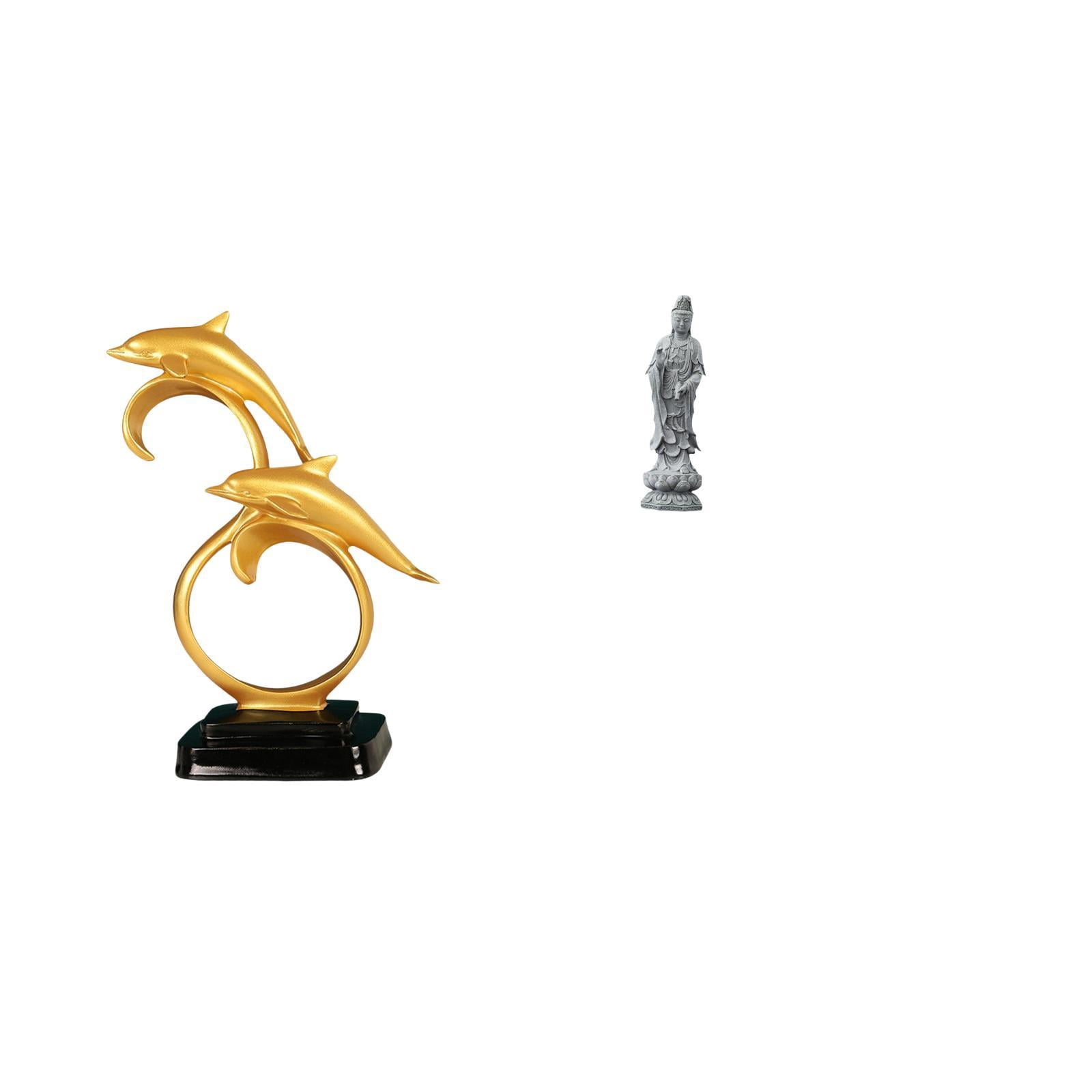 CoudarTitie Modern Lifelike Dolphin Figurine And Guan Yin Statue Stone ...