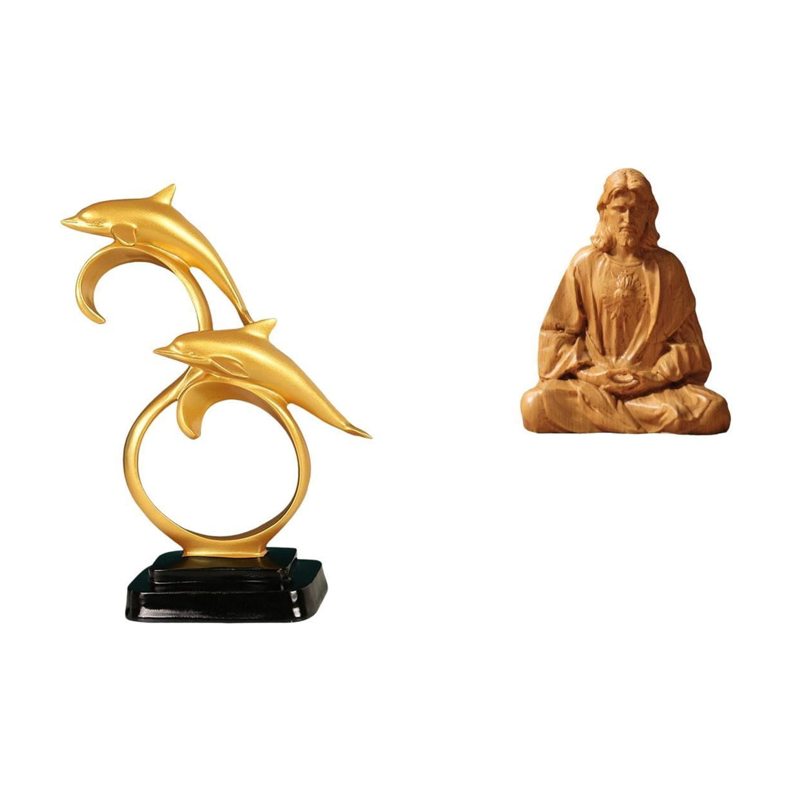 CoudarTitie Modern Lifelike Dolphin And Sacred Heart of Jesus Figurine ...