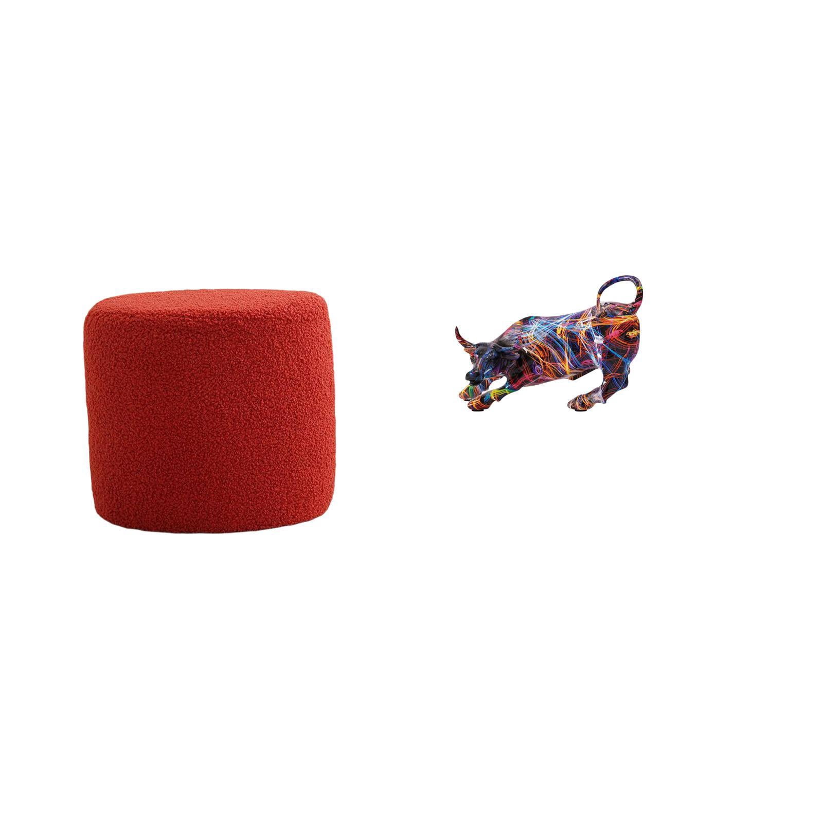 CoudarTitie Modern Ottoman Footstool Bench with Resin Bull Figurines ...