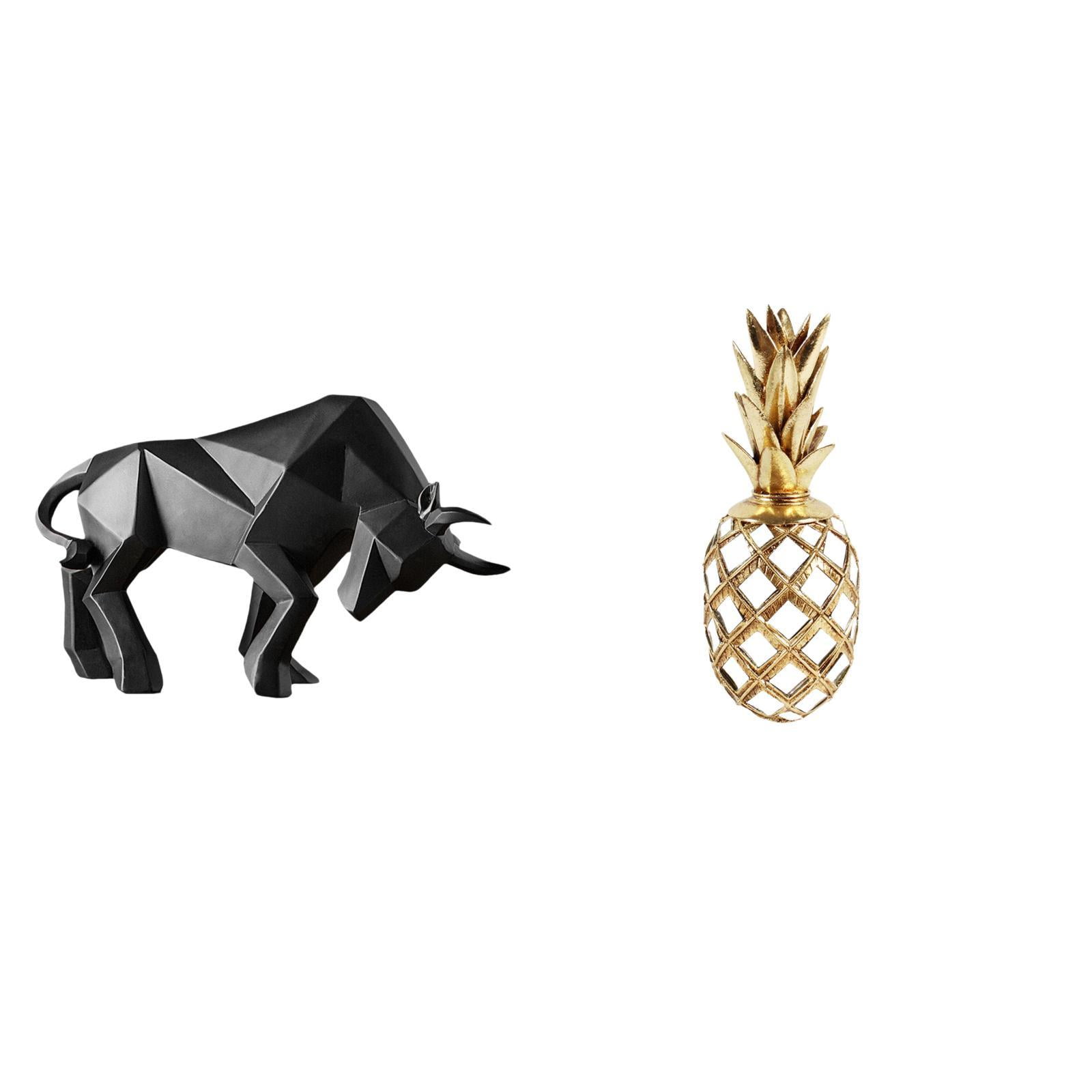 CoudarTitie Modern Resin Bull Figurine Gold Color Statue Abstract ...