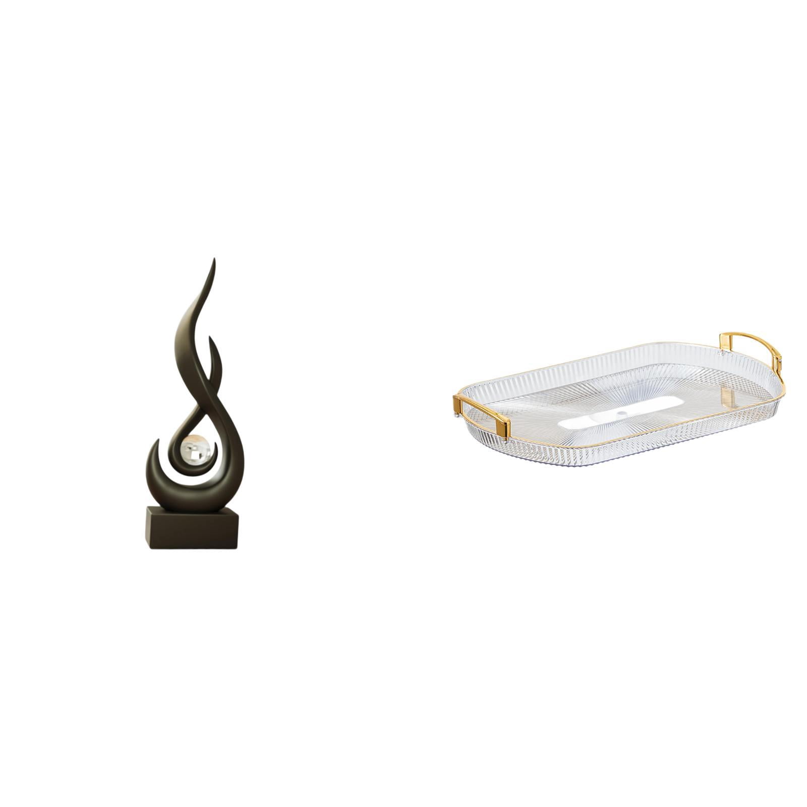 CoudarTitie Modern Resin Flame Sculpture and Nordic Rectangle Vanity ...