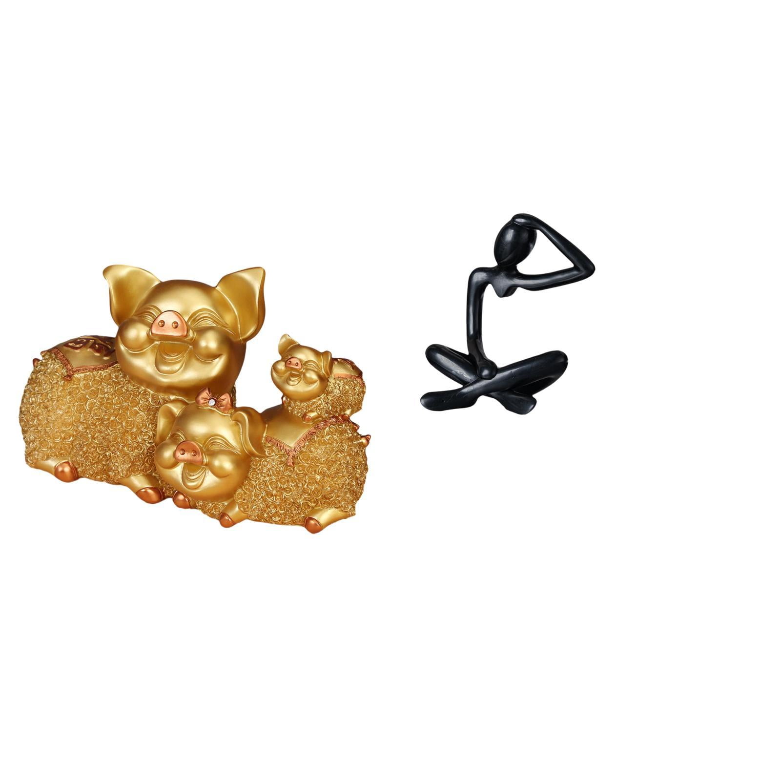 CoudarTitie Pig Figurine Desktop Figurine Thinker Abstract Sculpture ...