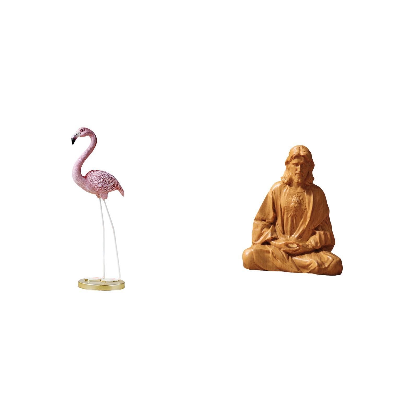 CoudarTitie Radiant Flamingo Resin Statue with Sacred Heart of Jesus ...
