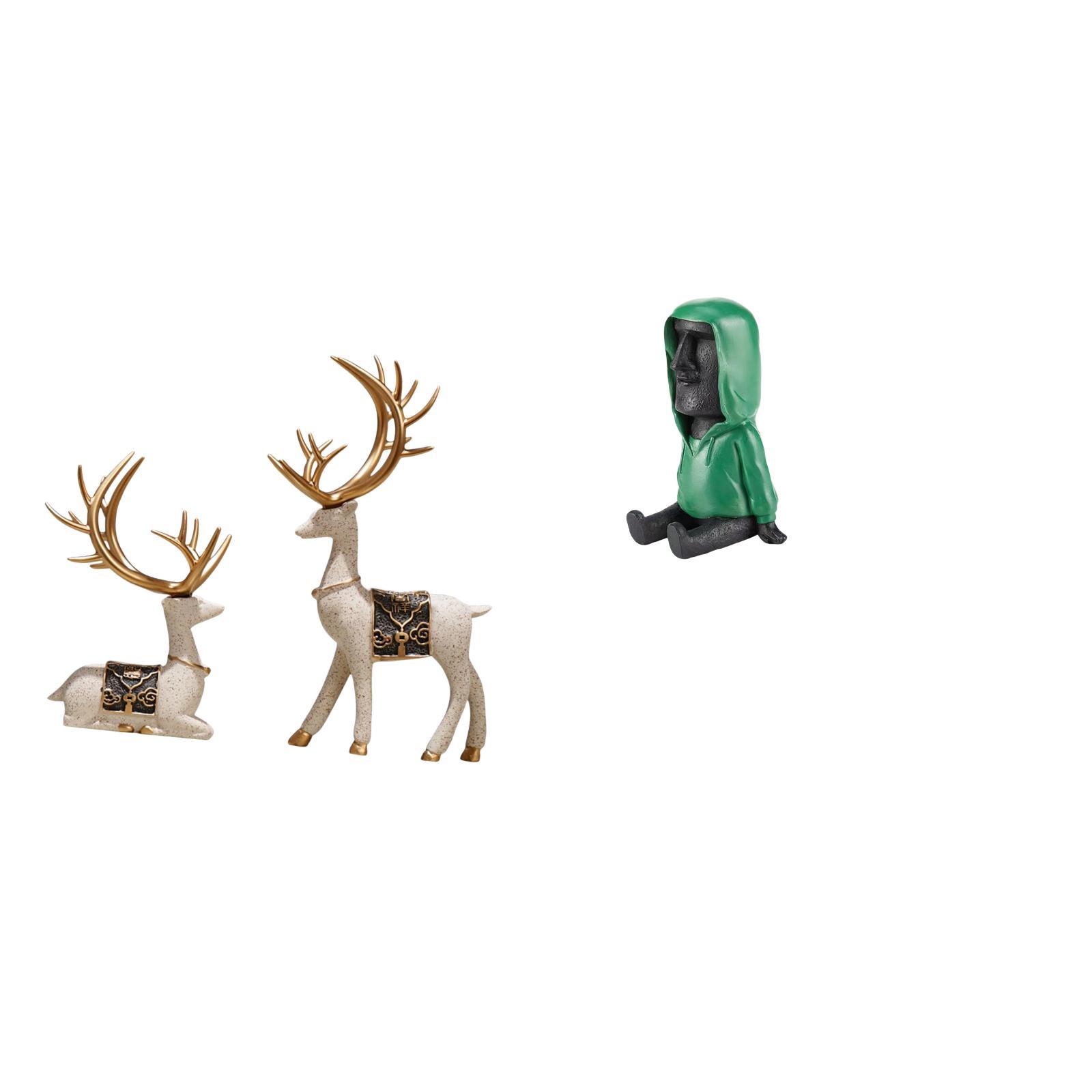CoudarTitie Reindeer Moai Statue Sitting Standing Deer Figurines ...