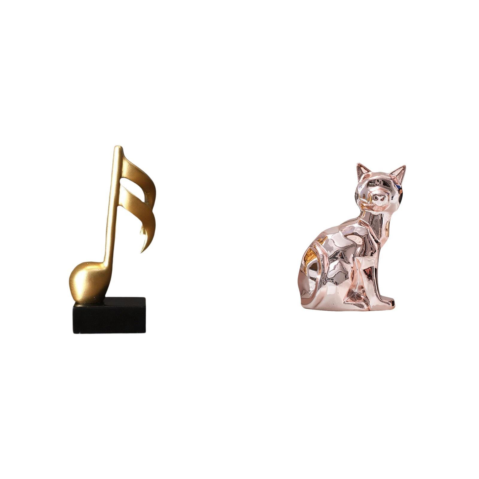 CoudarTitie Resin Cat Music Note Sculpture Creative Animal Figurine Art ...