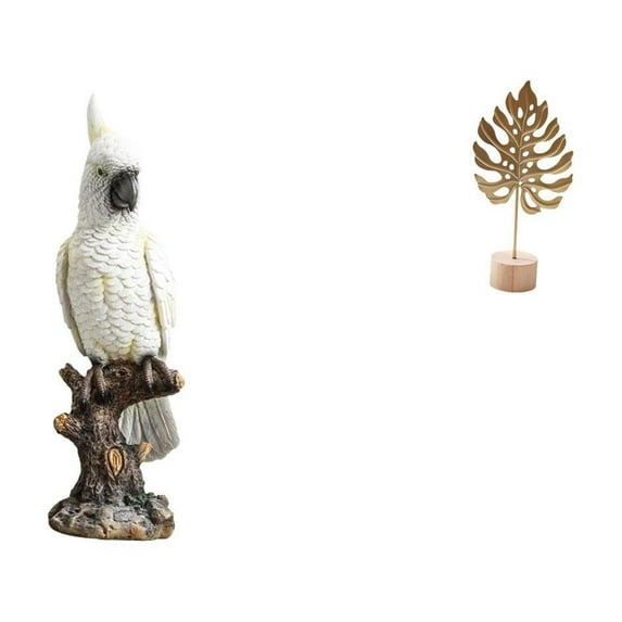 CoudarTitie Resin Parrot Leaf Animal Sculpture Creative Figurine Nordic ...