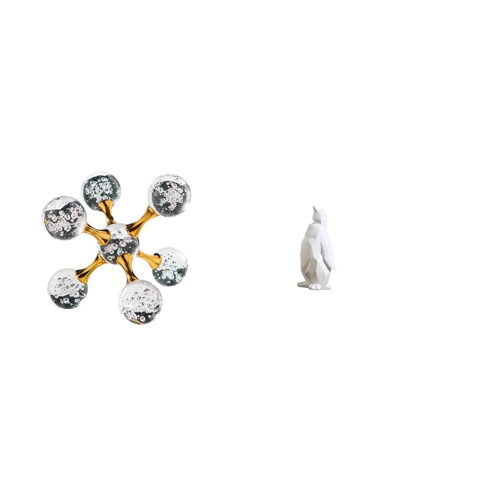 CoudarTitie Sphere Penguin Figurine Tabletop Ornament Modern Resin ...