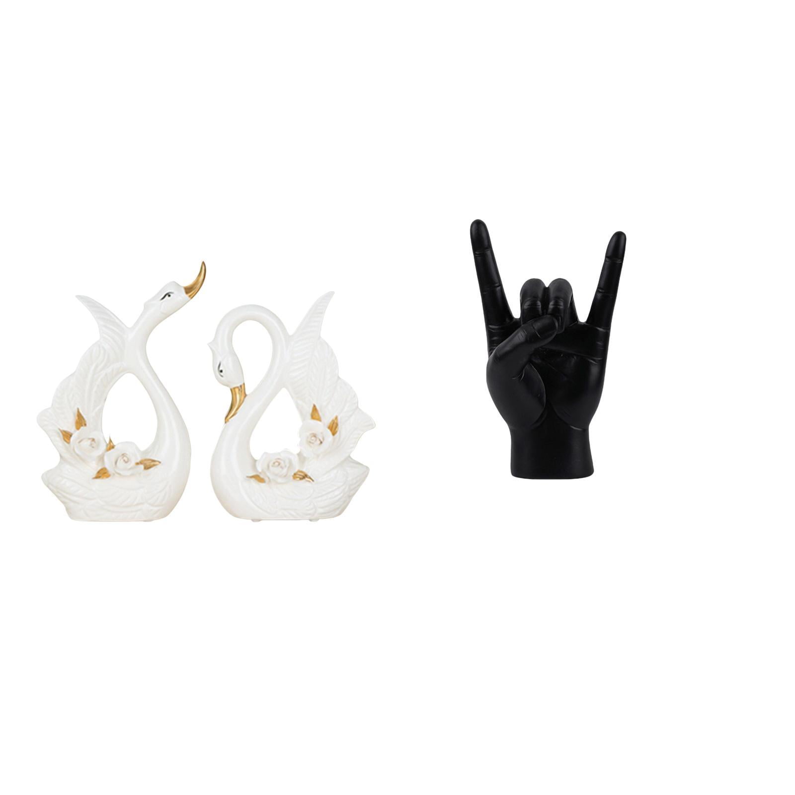 CoudarTitie Swan Statues Ceramic Swan Figurine Porcelain Swan Table ...