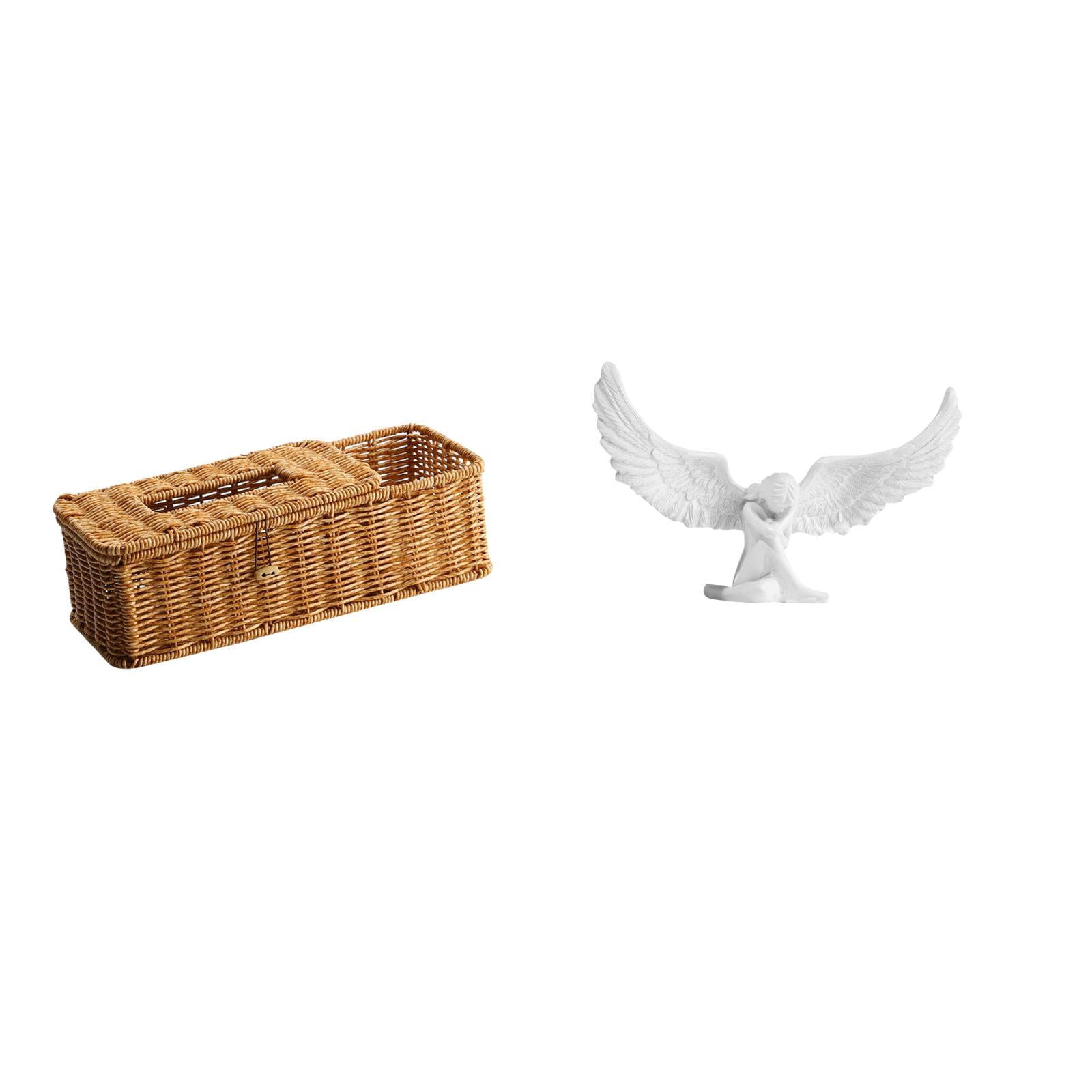 CoudarTitie Tissue Box Angel Sculpture Desk Tissue Case Wooden Retro ...