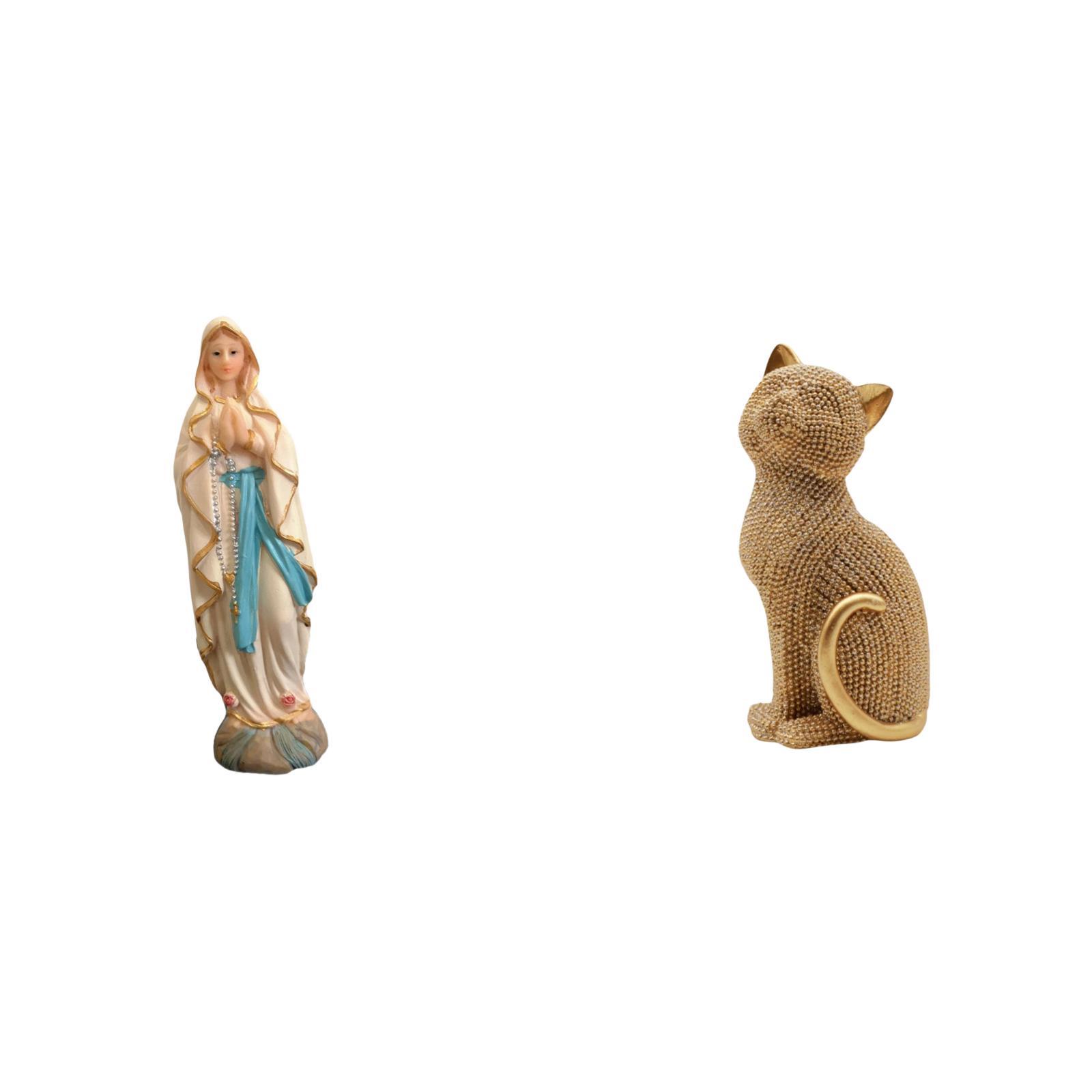 CoudarTitie Virgin Mary Cat Figurine Resin Decorative Artwork Blessed ...