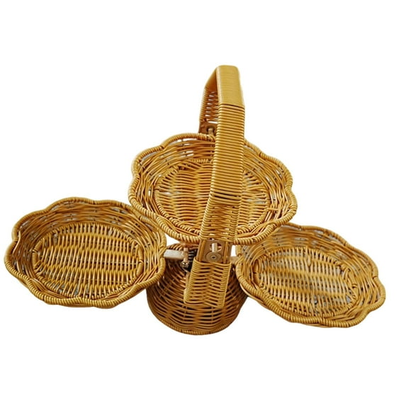 CoudarTitie Woven Fruit Basket Folding Coffee Table Serving Tray for ...
