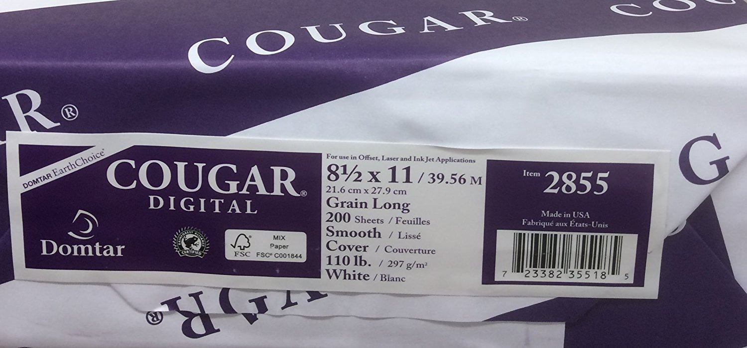 Cougar Digital 8.5 x 11 White Cardstock 110lb Smooth Cover 200/Ream ...