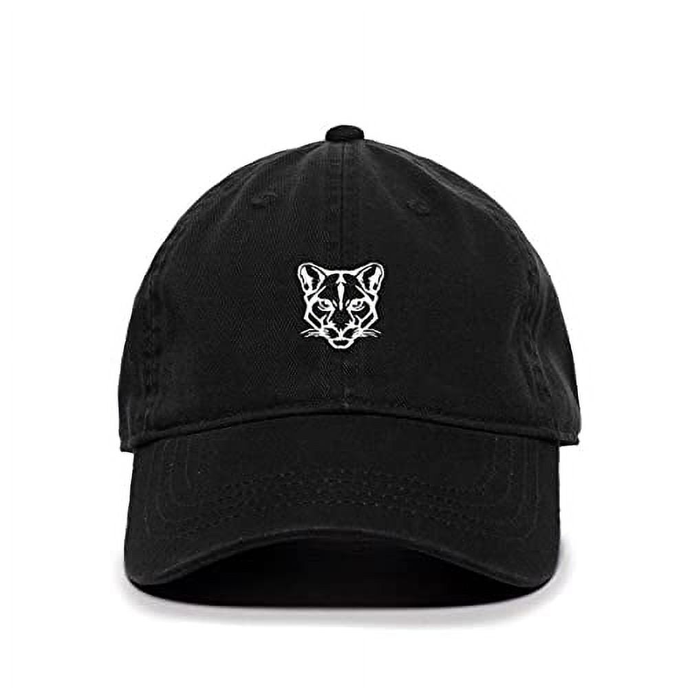 Cougar Head Baseball Cap Embroidered Cotton Adjustable Dad Hat Black ...