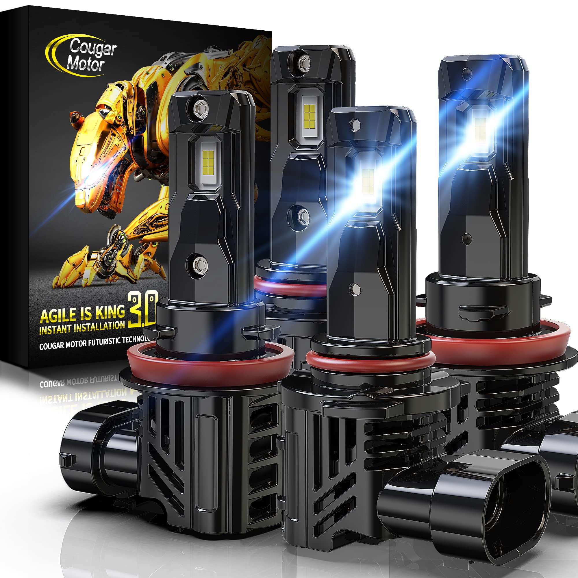 Cougar Motor 9005 H11 CM31 LED Bulbs, HB3 H8 H9 Light Bulb, 44000LM ...