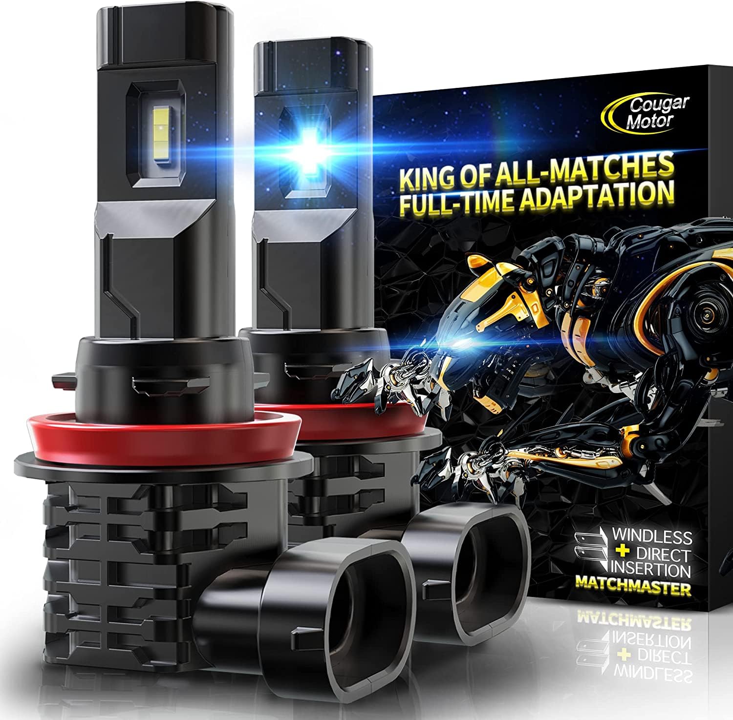 Cougar Motor H11 LED CM31 Bulbs, H8 H9 LED Bulb 50W 12000LM Fanless ...