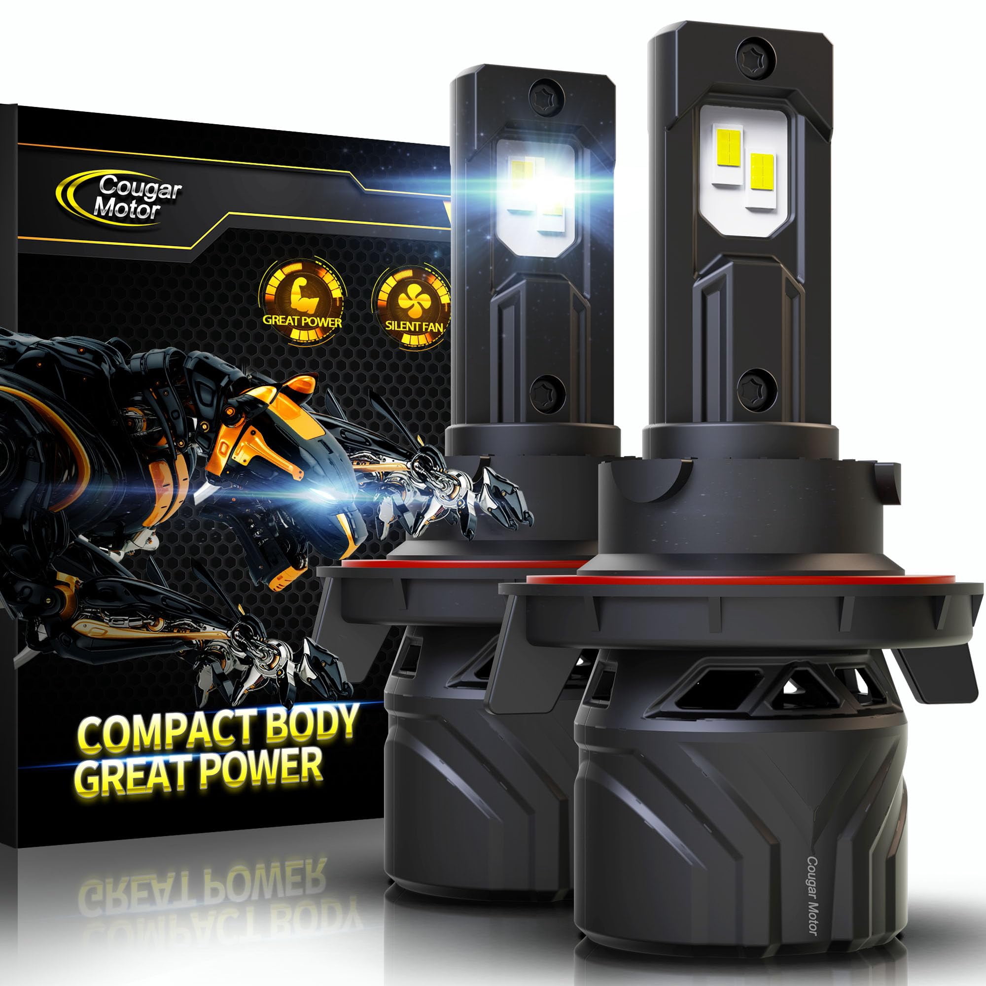Cougar Motor H13 Bulbs, SSF20 9008 Fog Lights 6500K White Non-Polarity ...