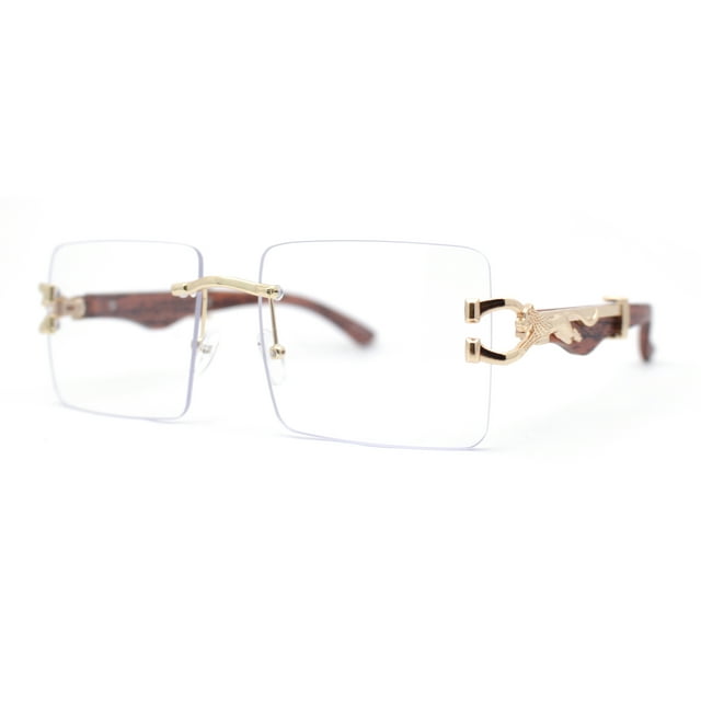 Cougar OG Gangster Rapper Clear Lens Rimless Wood Buffs Eyeglasses ...