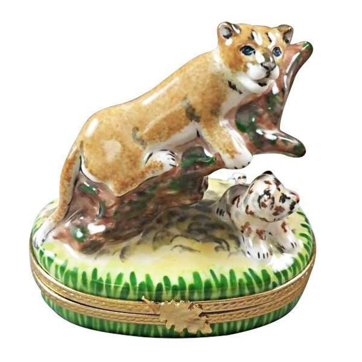 Cougar with Baby Limoges Box for Animal Lovers Limoges Box Porcelain ...