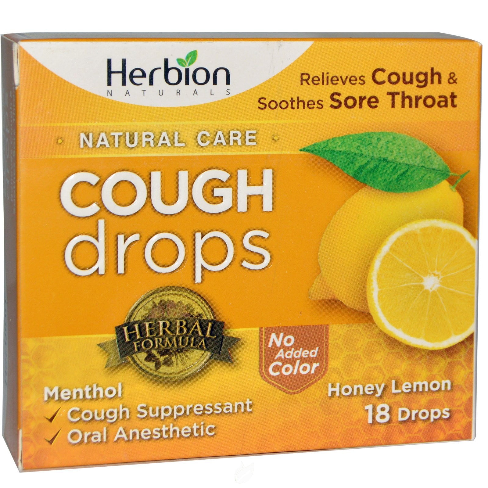 Cough Drops Natural Honey Lemon 18 Count by Herbion, Pack of 2 ...