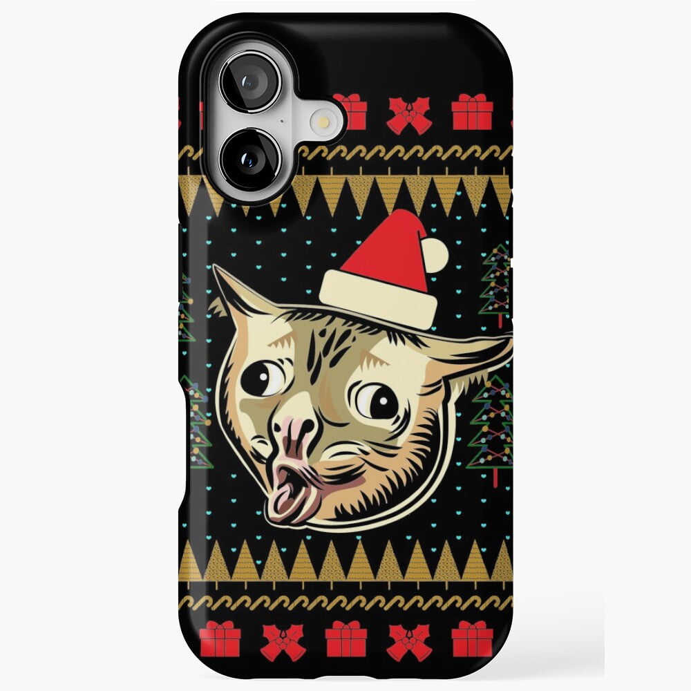 Coughing Cat Meme Ugly Holiday Sweater Case iPhone 17 16 15 14 13 12 11 ...