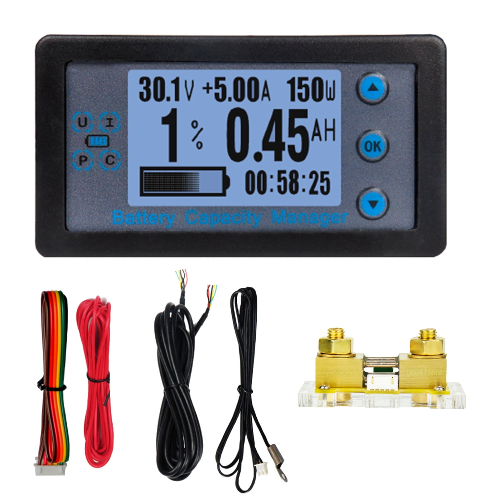 Coulometer 200A Capacity Tester Voltages Current Residual Power ...