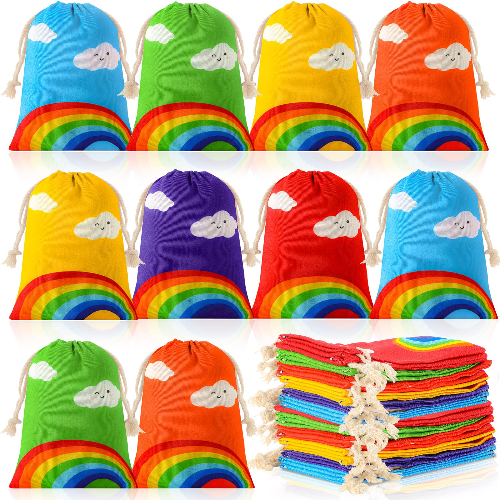 Coume 24 Pcs Rainbow EC36 Party Favor Bags Rainbow Drawstring Gift Bag ...
