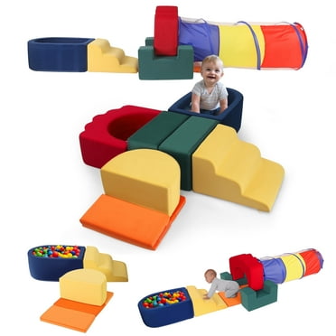 7-Piece Toddler Climbing Blocks Set, Foldable Foam Blocks for Climbing ...