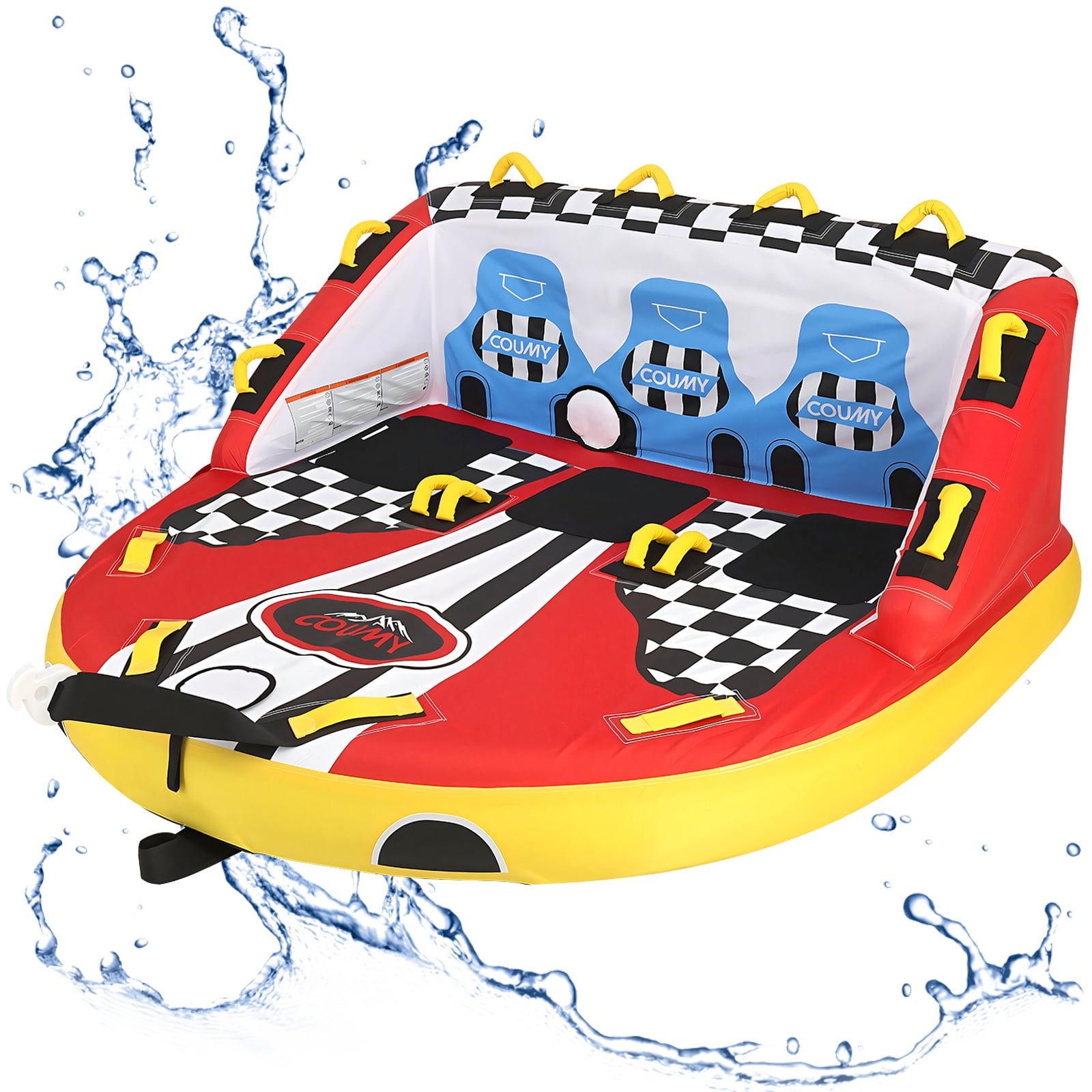 Coumy Towable Tube, Inflatable 1-3 Rider Boat Tube for Water Sports ...