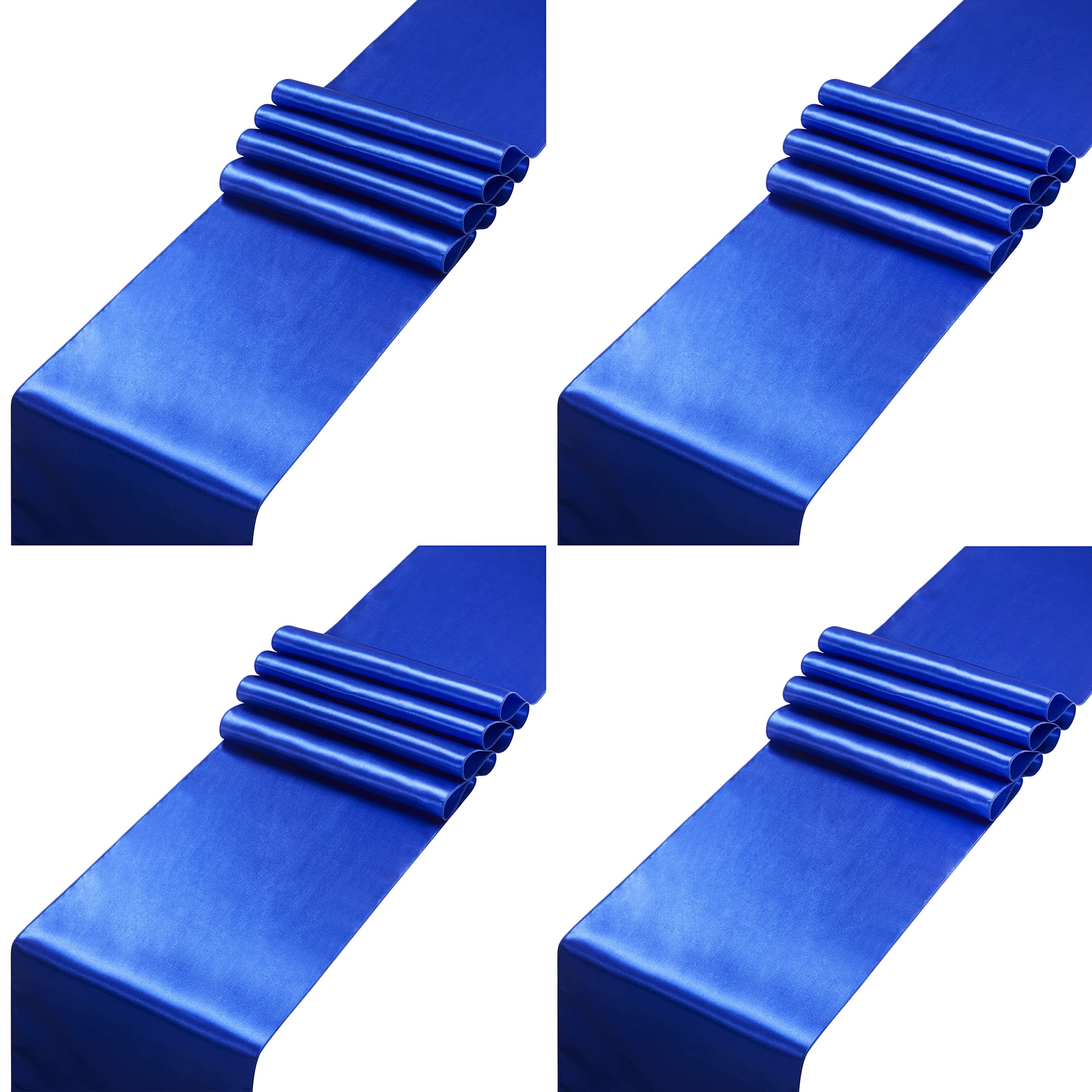 Counfeisly 4pcs Royal Blue Satin Table Runners 12" x 108", Elegant and ...