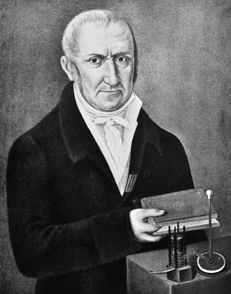Count Alessandro Volta /N(1745-1827). Italian Physicist. Painting By An ...