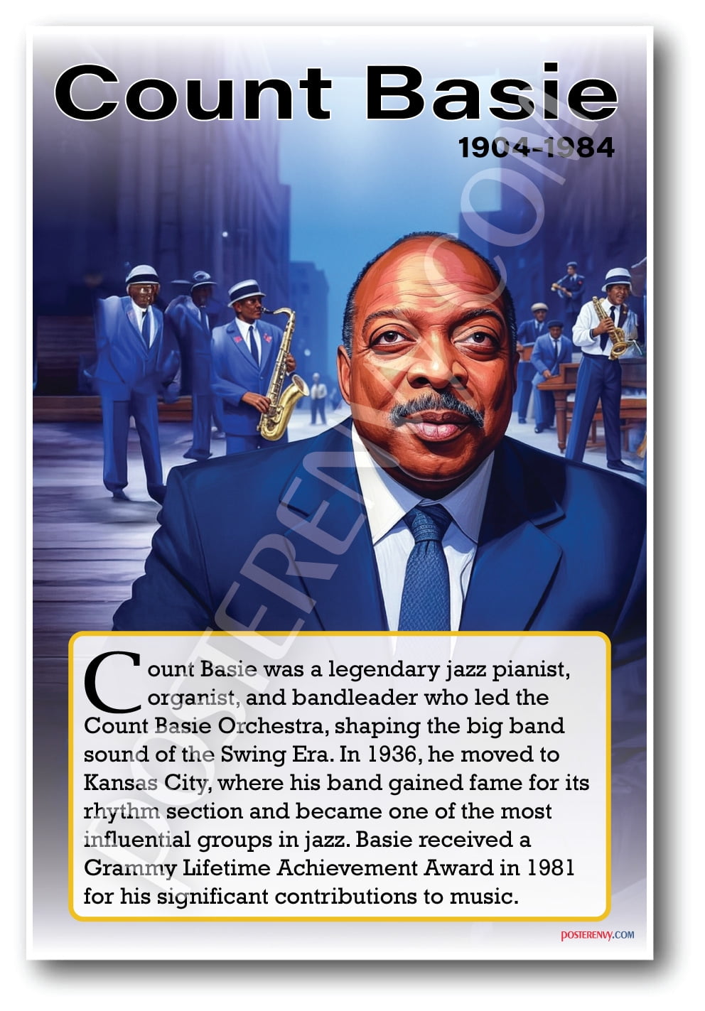 Count Basie - Jazz Pianist - Biography Poster 18 x 12 inch - Walmart.com