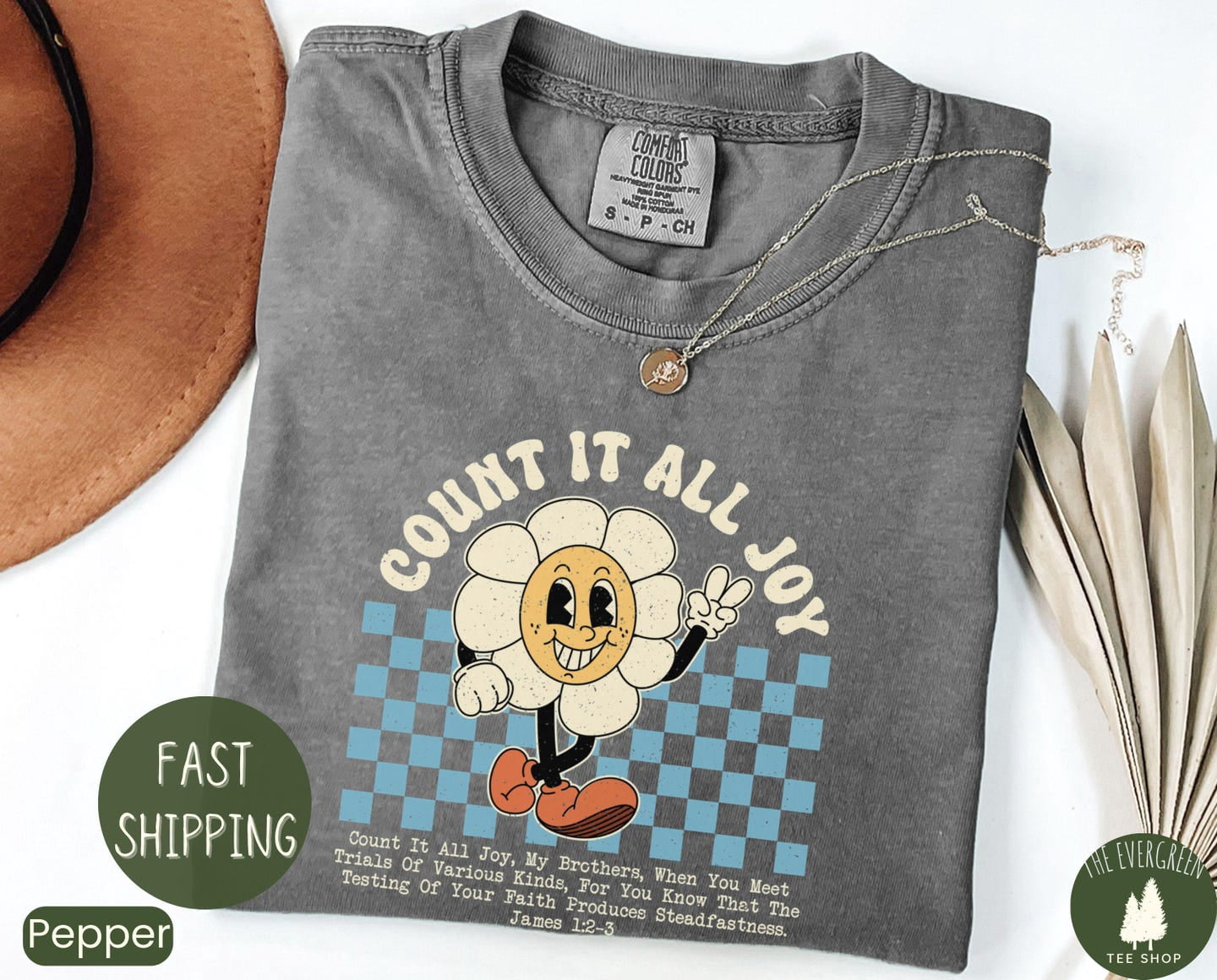 Count It All Joy T-Shirt, Retro Christian Faith Bible Verse Design ...