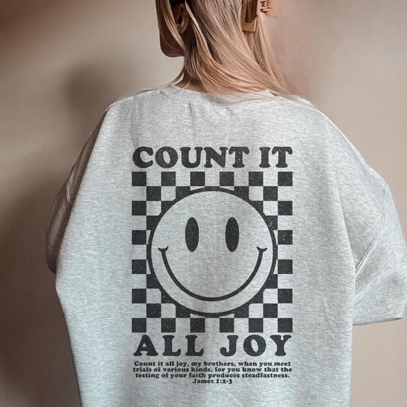 Count It All Joy TShirt Retro Christian Crewneck - Walmart.com