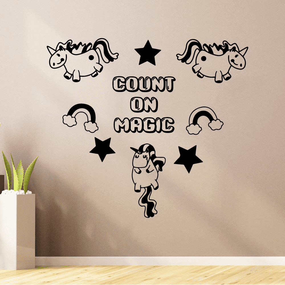 Count On Magic Quote Unicorn Magical Unicorns Wall Sticker Art Decal ...