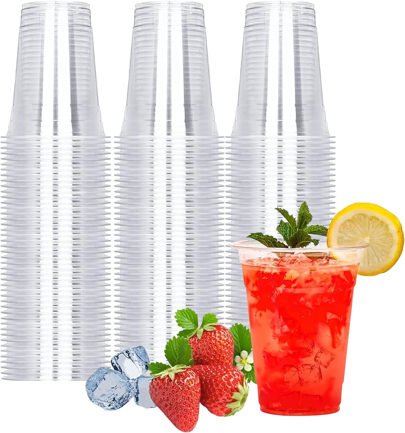 Count - Ounce Plastic Cups, Ice Coffee Cups To Go - Crystal Clear PET ...