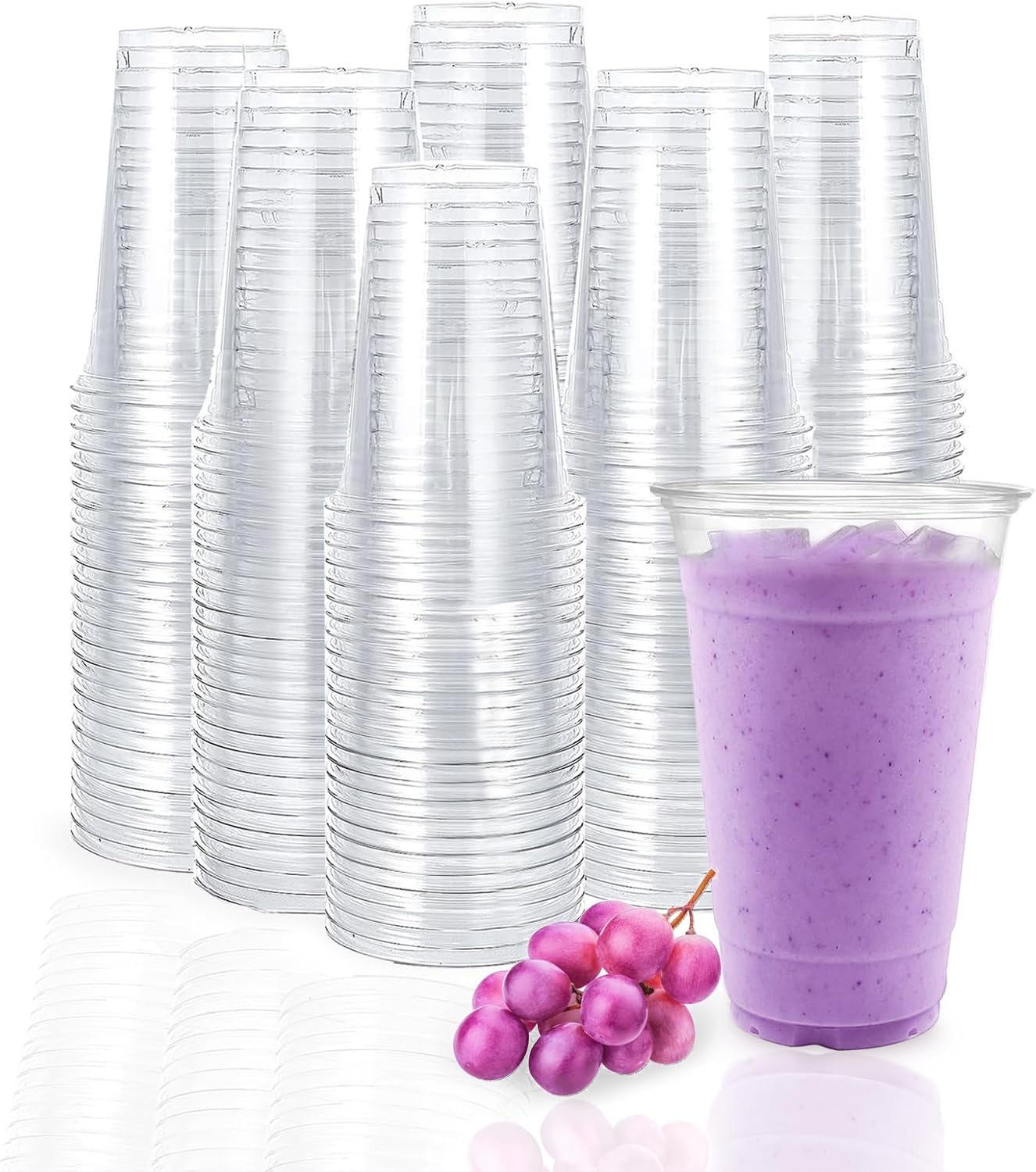 Count - Ounce Plastic Cups, Ice Coffee Cups To Go - Crystal Clear PET ...