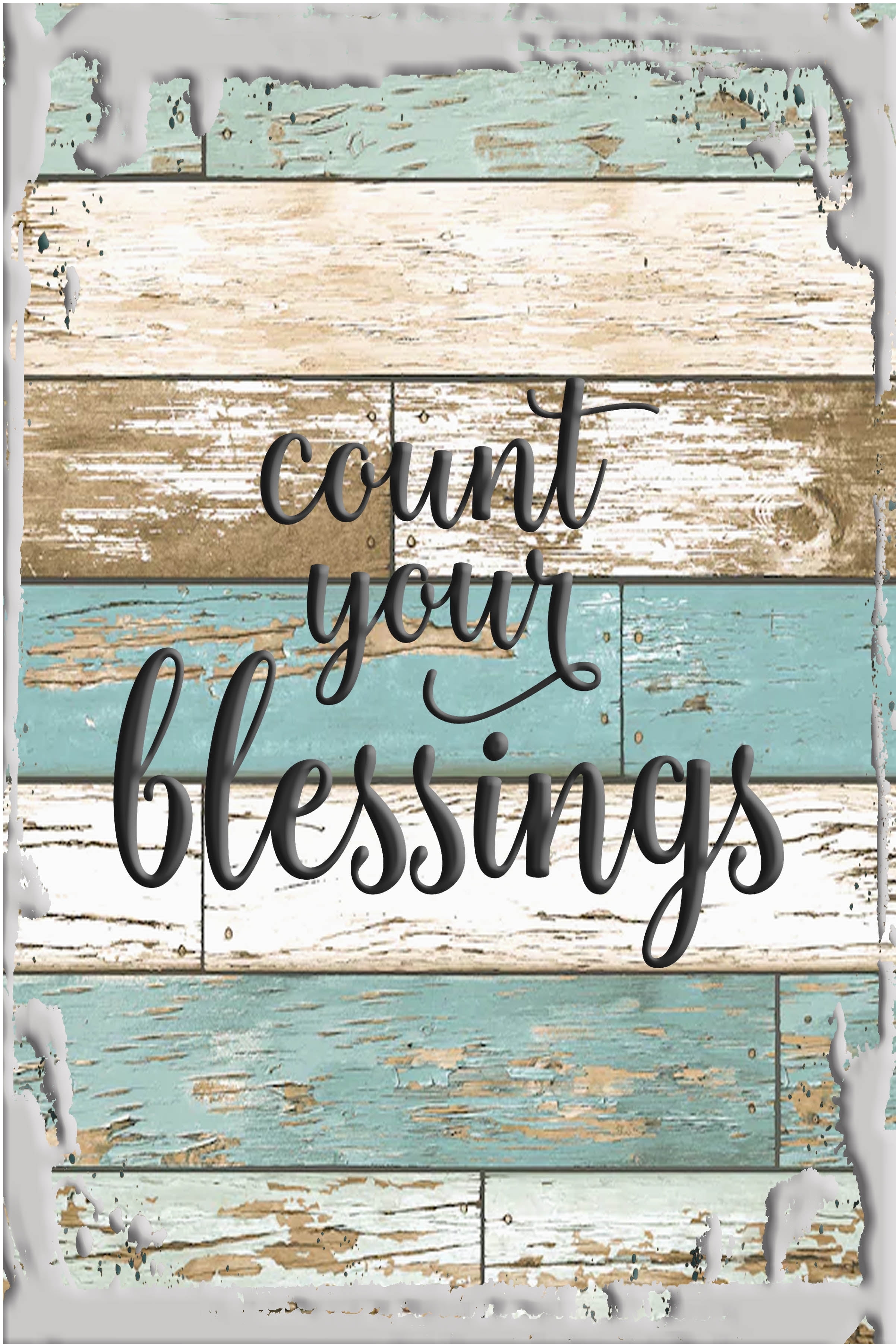 Count your blessings cursive grateful blessed White Wall Art Decor ...