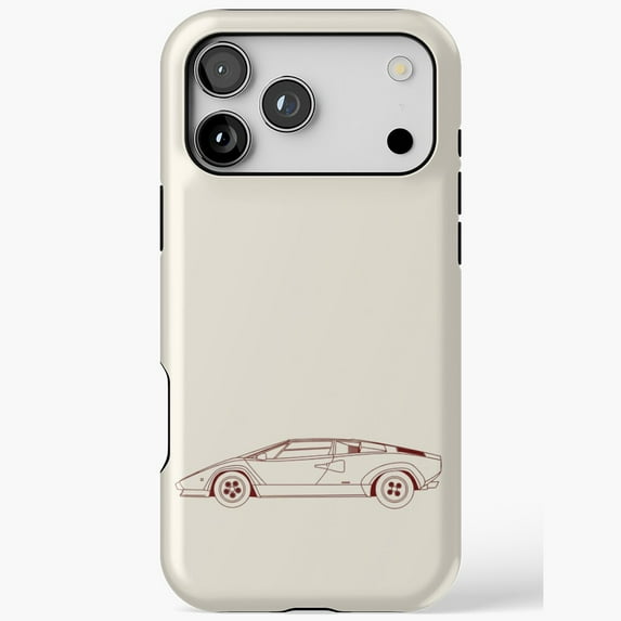 Countach Red Outline Supercar iPhone Case 17 through 11 Pro Max ...