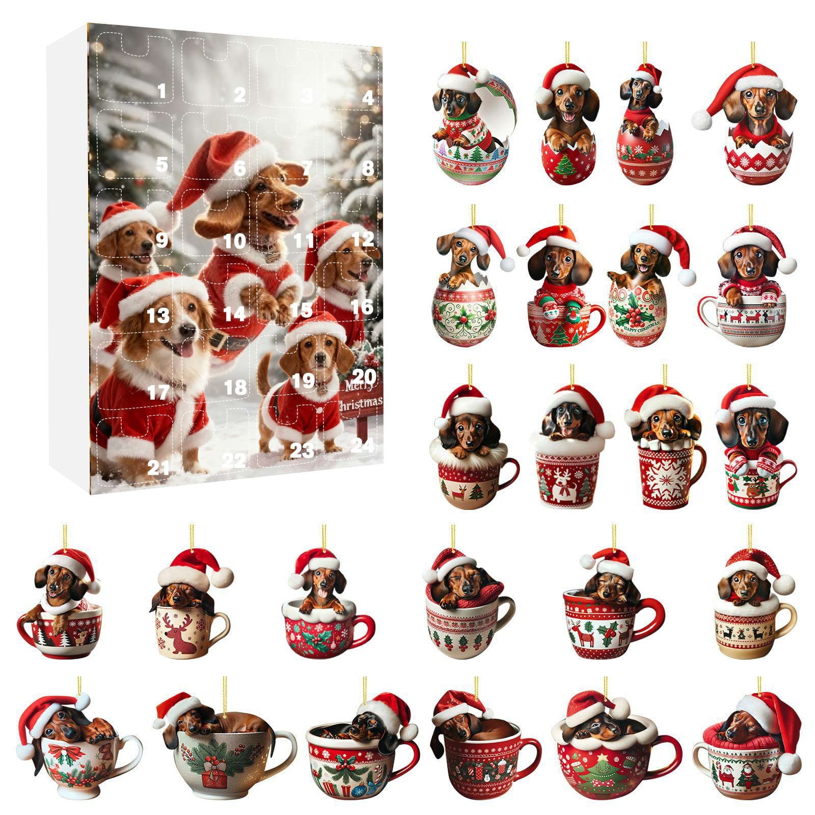 Countdown Advent Calendar 24 Days Surprise Miniature Hanging Ornament ...