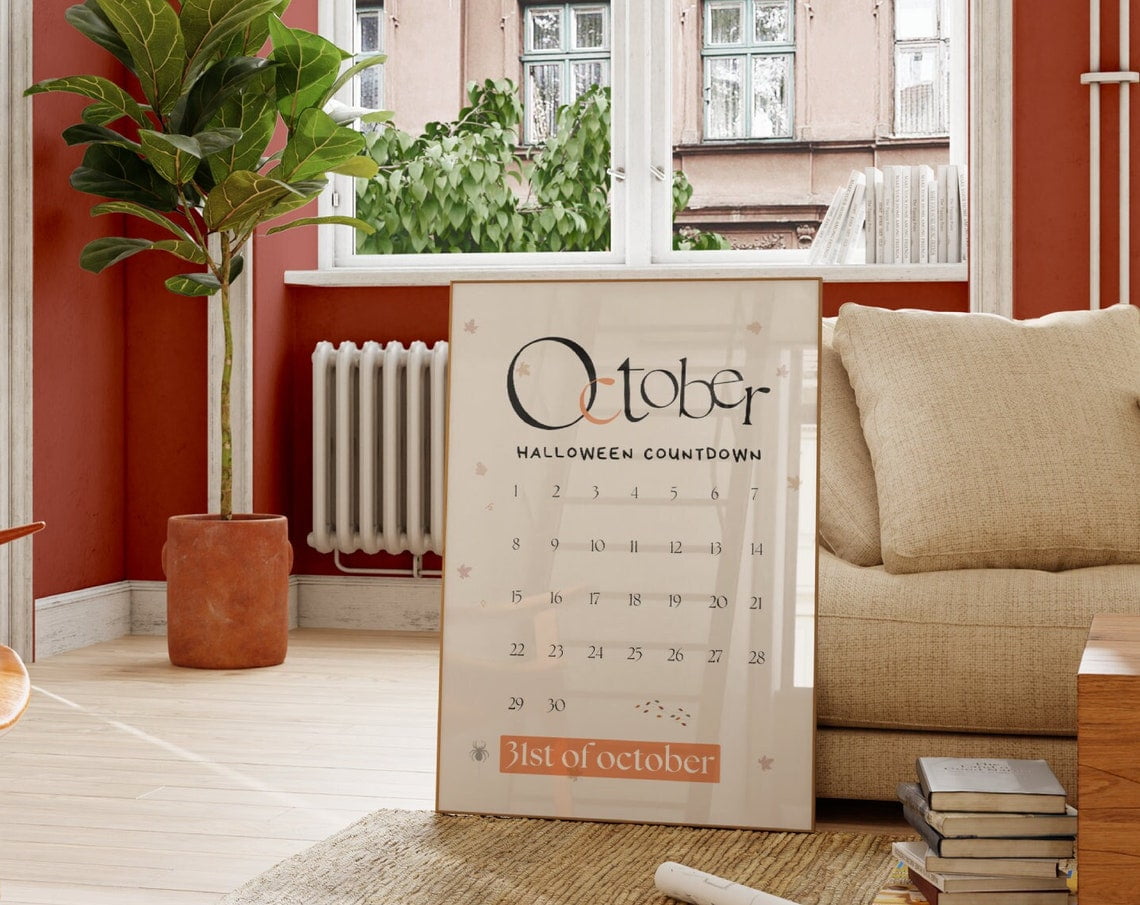 Countdown Calendar, Bohemian Decor, Neutral Poster, Large Wall Art ...