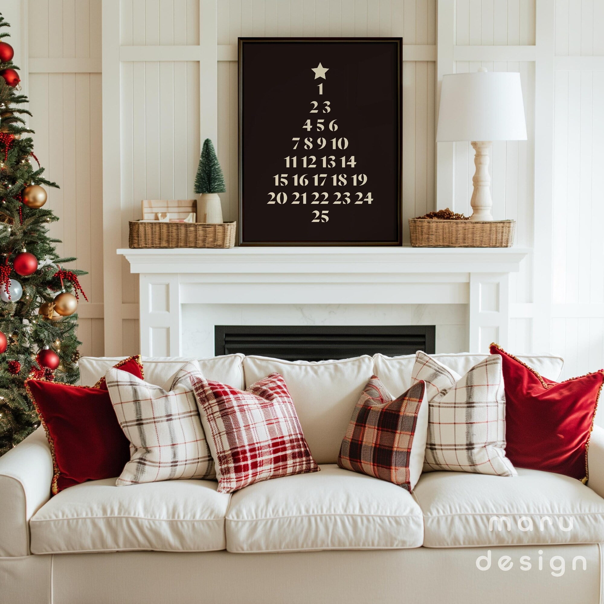 Countdown Calendar Wall Art, Holiday Home Decor, Tree Print, Modern ...