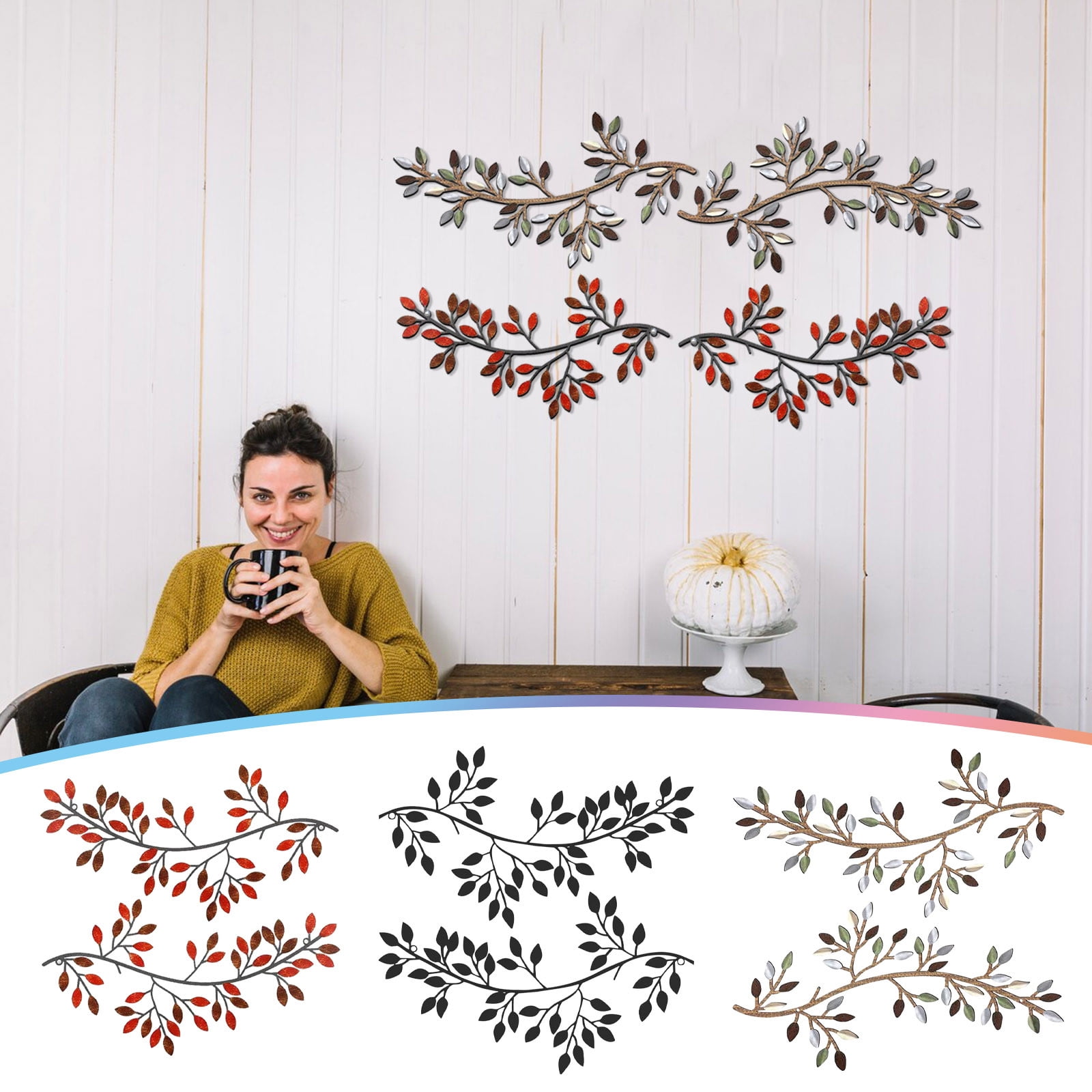 Countdown Deal, Vsgery Metal Wall Art, Olive Tree Branch, Leaf Decor, Iron Art, Home Decor, Wall ...