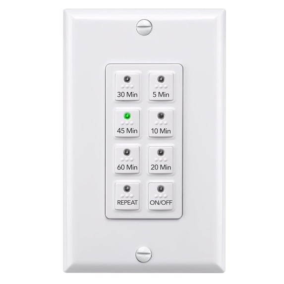 Countdown Digital Wall Timer Switch for Exhaust Fan with Push Button 5 ...