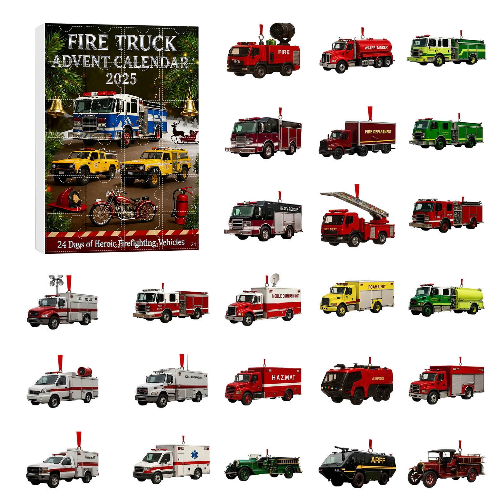 Countdown Sets 2 Fire Truck Advent Calendar 2025 24 Days Holiday ...