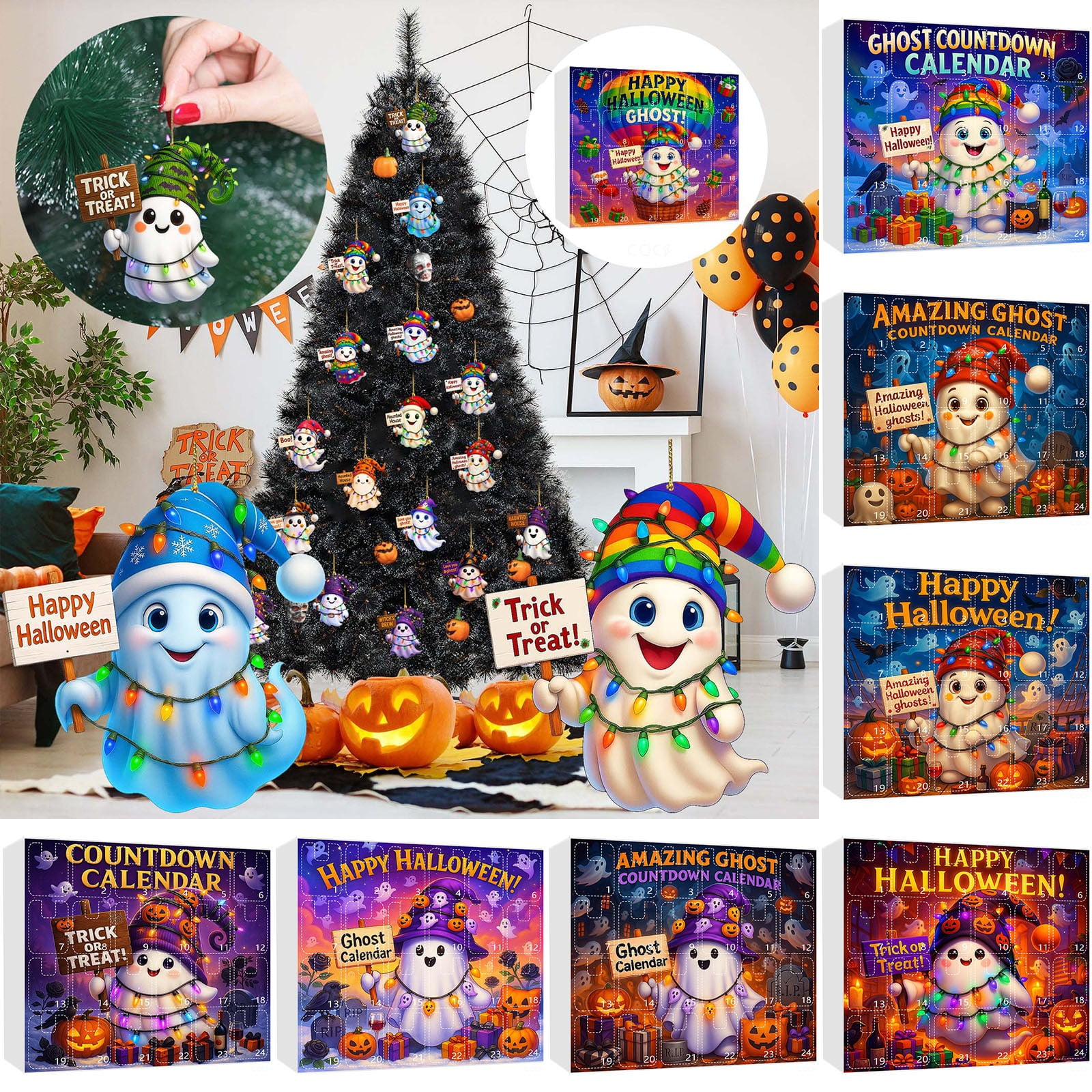 Countdown Sets 2 Halloween 2D Flat Print Hanging Ornaments AI Printed ...