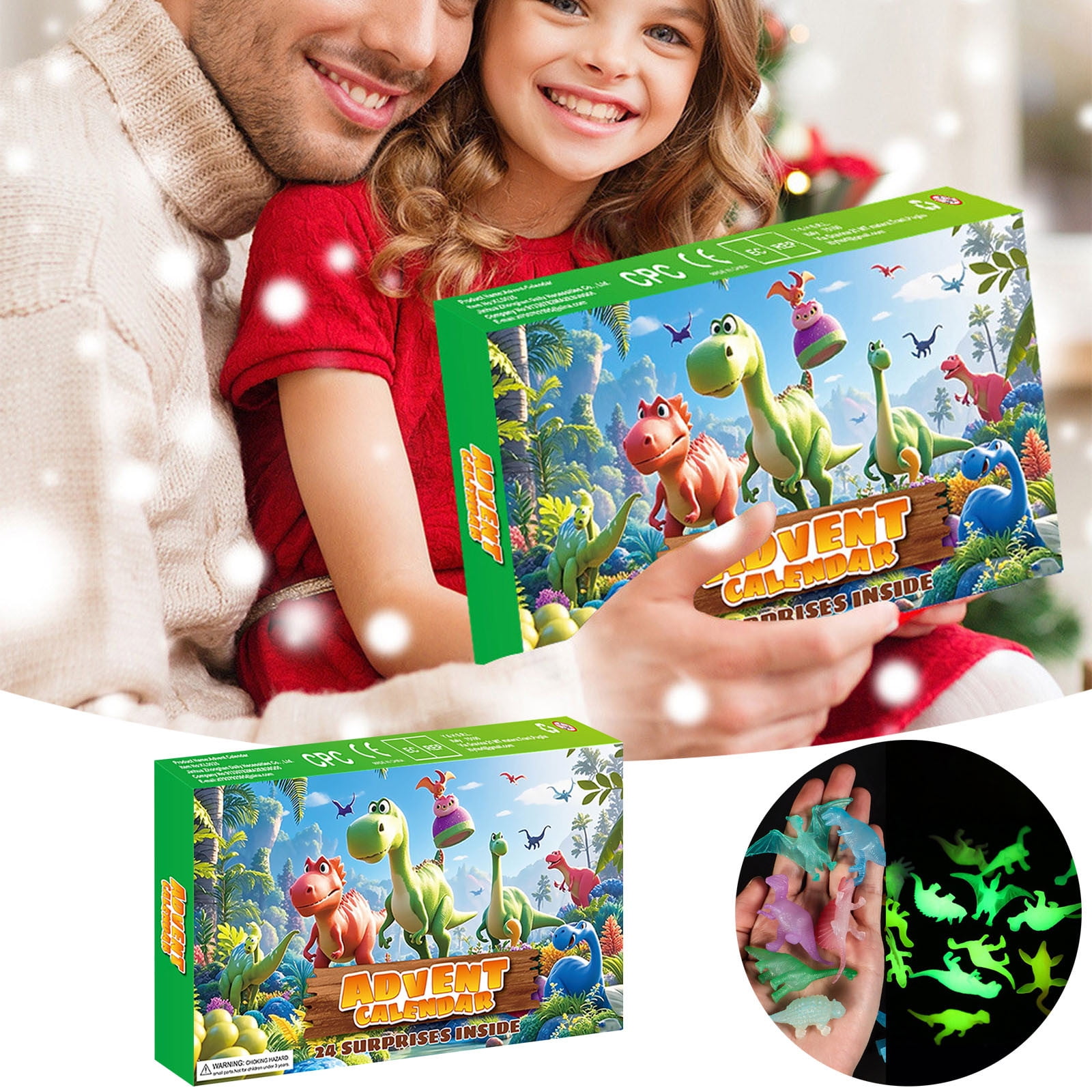 24 Piece Temperature Reactive Dinosaur Countdown Calendar Set ...