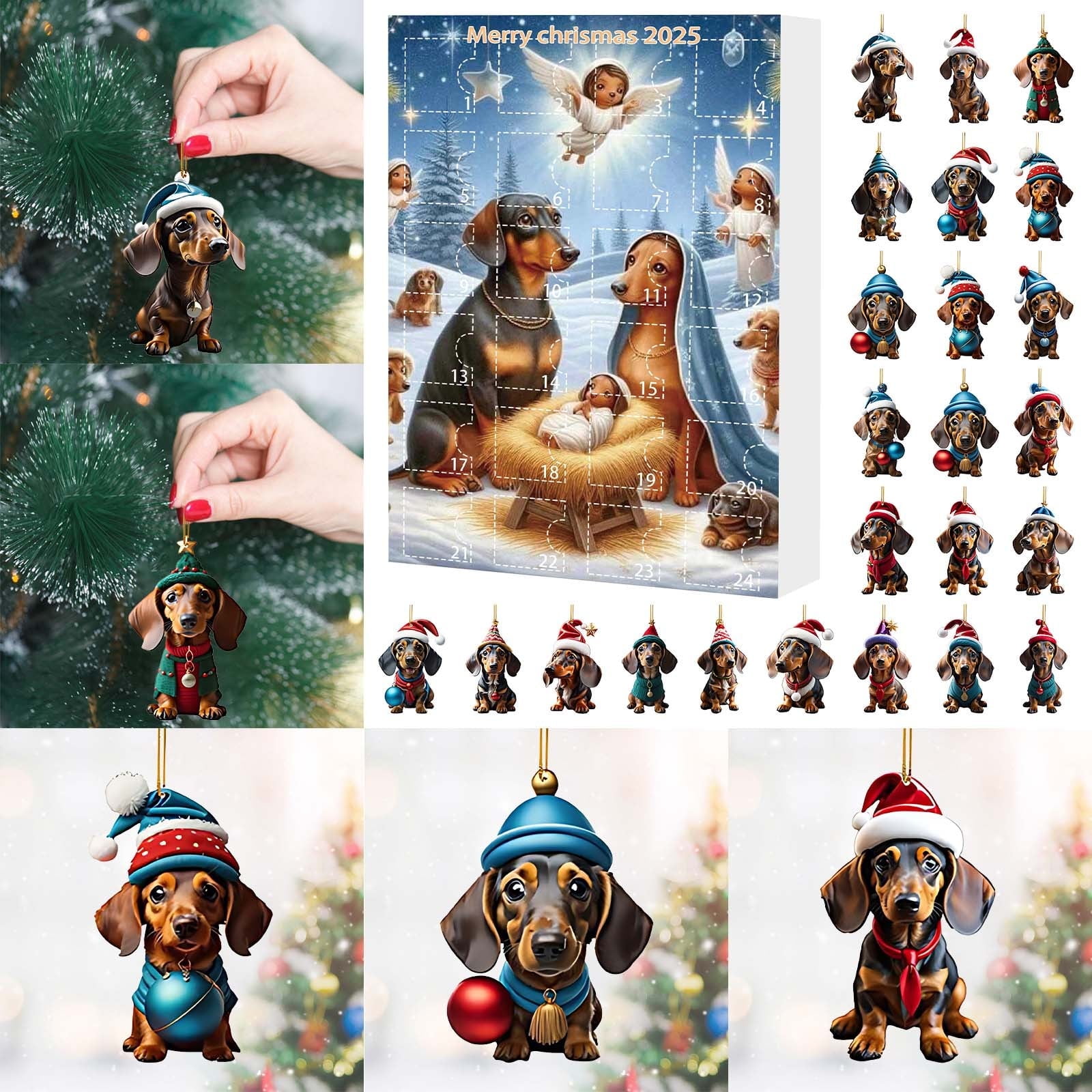Countdown Sets 2D Acrylic Christmas Ornament Countdown Calendar ...